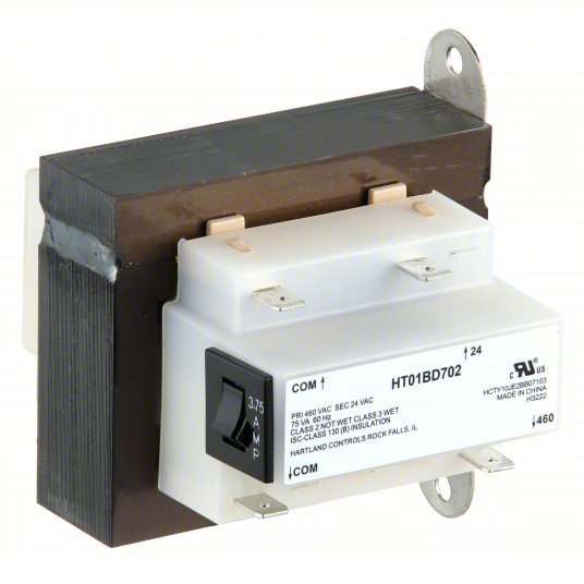 Carrier HT01BD702 Transformer, 460VAC Primary, 24V sec, 75VA For 38AUZ ...
