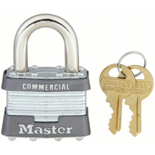 Master Lock 1KA Padlock 15/16 in Vertical Shackle Clearance, 3/4 in Ho ...