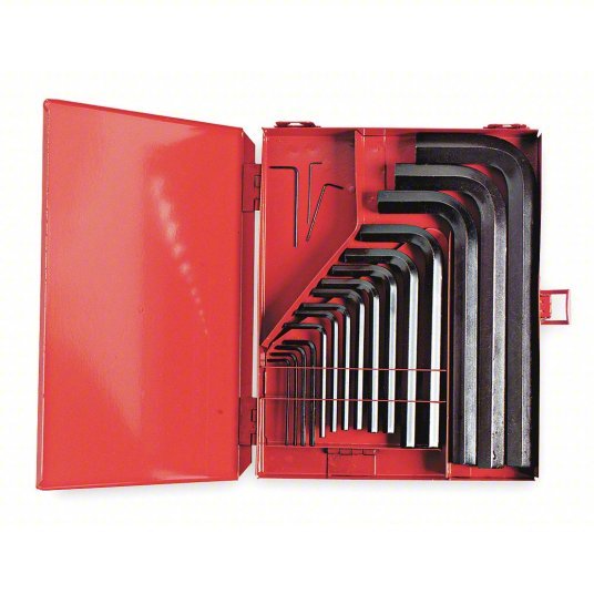 Proto J4986 Hex Key Set SAE, Short, 18 Pieces, Metal Box, Black Oxide ...