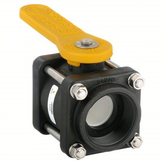 Banjo V200 Manual Two-Way Ball Valve 2 in, Polypropylene, Straight, FN ...