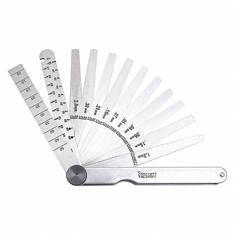Starrett 245M Feeler Gauge Set with Wire & Taper Gauges: Metric, 11 ...