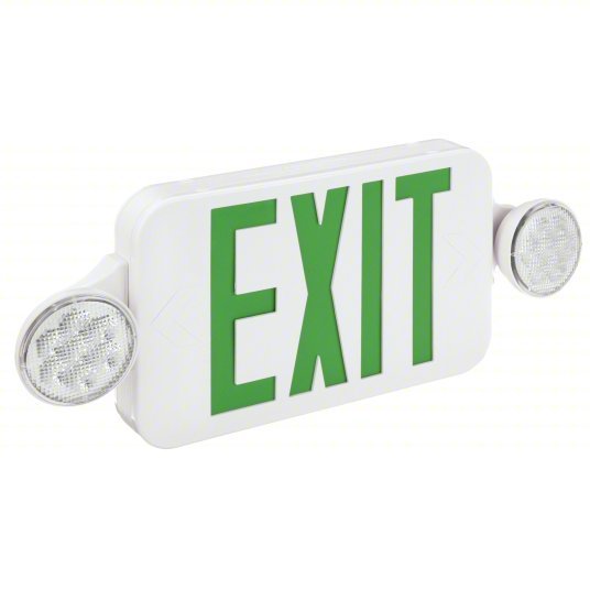Compass CCG Exit Sign with Emergency Lights White, 1 or 2 Faces, Green ...