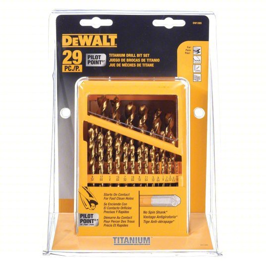 DeWalt DW1369 Jobber Length Drill Set 1/16 in Smallest Drill Bit Size ...