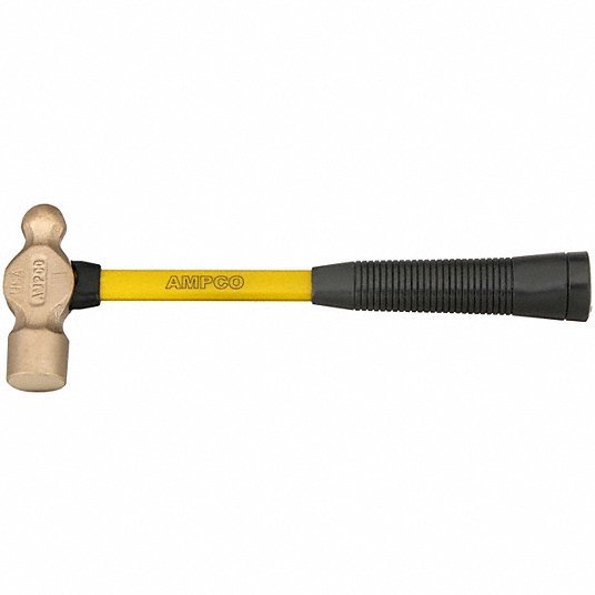 Ampco H-3FG Ball Peen Hammer Fiberglass, Aluminum Bronze, 24 oz Head W ...