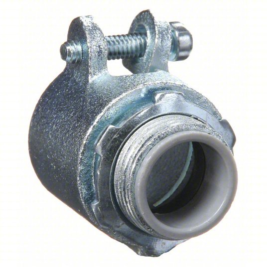 Raco 3302 Straight Connector Squeeze Clamp Style Iron, 1/2 in Trade Si ...