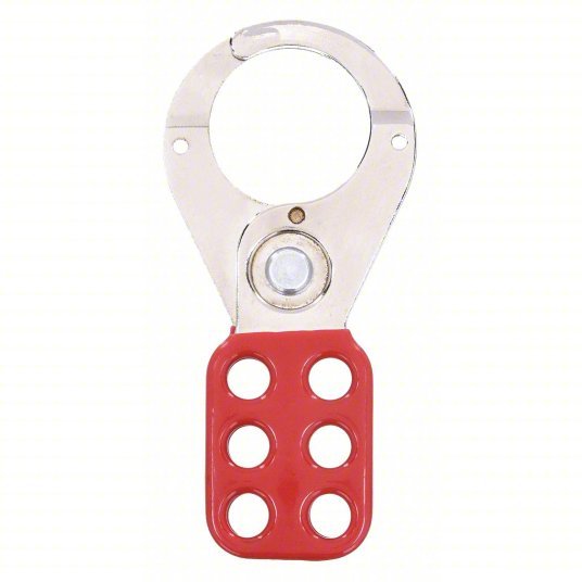 Master Lock 421 Lockout Hasp Std Hasp, 1.5 in Opening Size, Red, 6 Pad ...