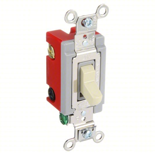 Hubbell HBL1224I Wall Switch Toggle Switch, 4-Way, Ivory, 20 A, Screw ...