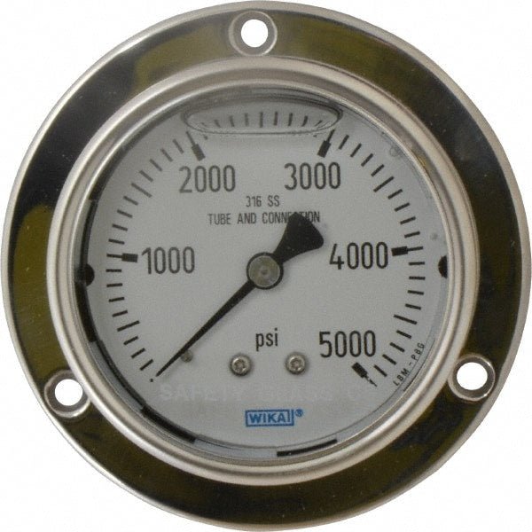 Wika 4283026 Pressure Gauge 2-1/2" Dial, 0 to 5,000 psi, 1/4" Thread ...