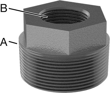 McMaster 6850K14 Low-Pressure Fitting for Flat Tanks Iron, Bushing Red ...