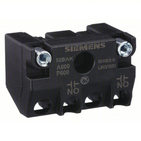 Siemens 52BAK Contact Block 30 mm Panel Mounting Size, 1NO, Momentary ...