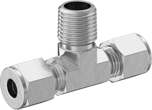 McMaster 7473T74 Inline Tee Adapter for 1/4" Tube OD x 1/4 NPT Male ...