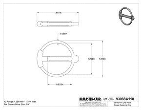 McMaster 93088A110 Stretch-Fit One-Piece Socket Retaining Ring for 3/4 ...