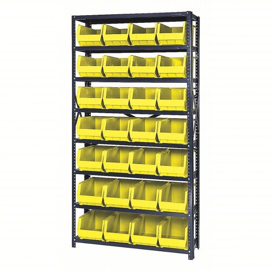 Quantum QSBU-240YL Bin Shelving 36 in x 12 in x 75 in, 1 Sided, 28 Bin ...