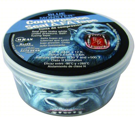 Blue Monster 76085 Repair Tape Self-Fusing Tape, 1 in x 4 yd, Blue, Co ...