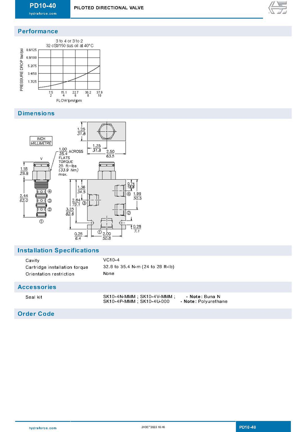 Hydraforce PD10-40-0-NS-110 Piloted 3-Way Valve — KVM Tools Inc.