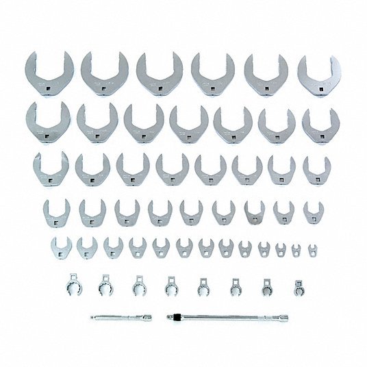 Proto J49000CFL 3/8" Drive Crowfoot Socket Wrench Set, SAE, 53 pcs ...