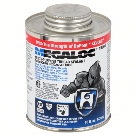 Hercules 15808 Pipe Thread Sealant Megaloc, 19.2 fl oz, Brush-Top Can ...