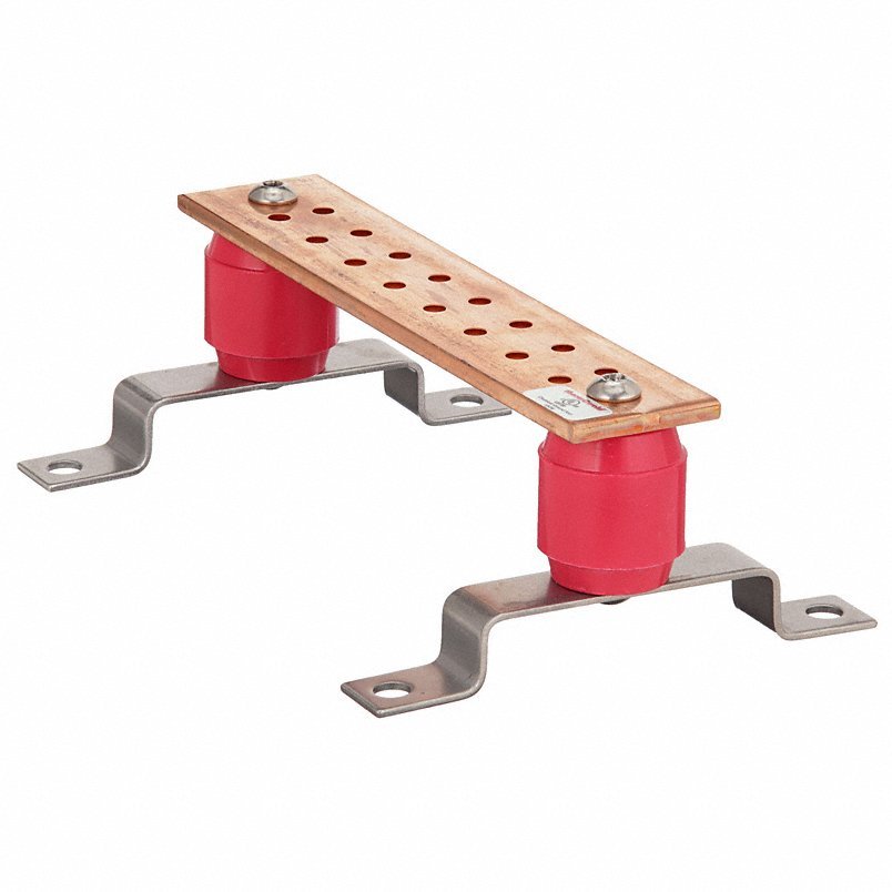 Hubbell HBBB14210A Copper, 10 in Grounding Bar Lg, (16) 1/4 in ...