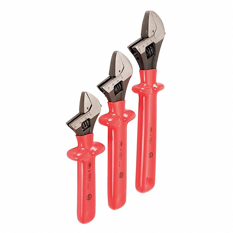 Wiha 76290 Adjustable Wrench Set Alloy Steel, Natural, Insulated Grip ...