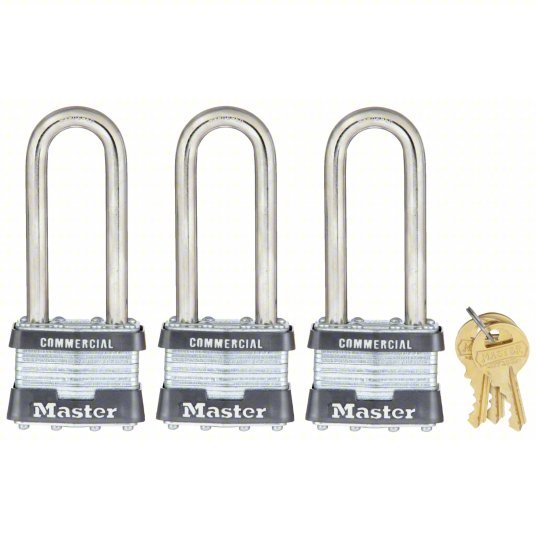 Master Lock 1TRILJCOM Padlocks, Keyed Alike, Long Shackle, Rectangular ...