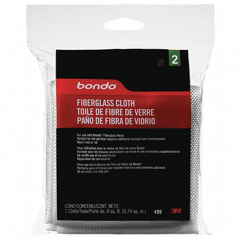 Bondo 499 Fiberglass Cloth, 8 sq ft, Bag, White — KVM Tools Inc.