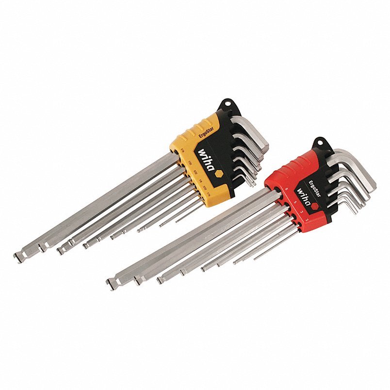 Wiha 66992 22-Piece Hex Key Set, Metric/SAE L-Shape, Chrome, Plastic Holder