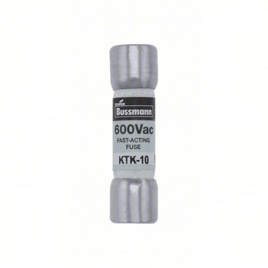 Bussmann KTK-10 Fuse 10A Amps, 600V AC, 100kA at 600V AC, 1-1/2 in L x ...