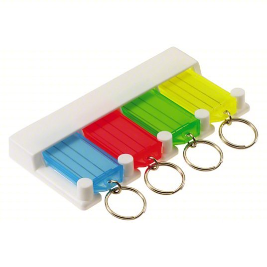 Lucky Line 60540 Key Tag Rack, 1/2 in Ht, 5 in Wd, Blue/Green/Red and ...