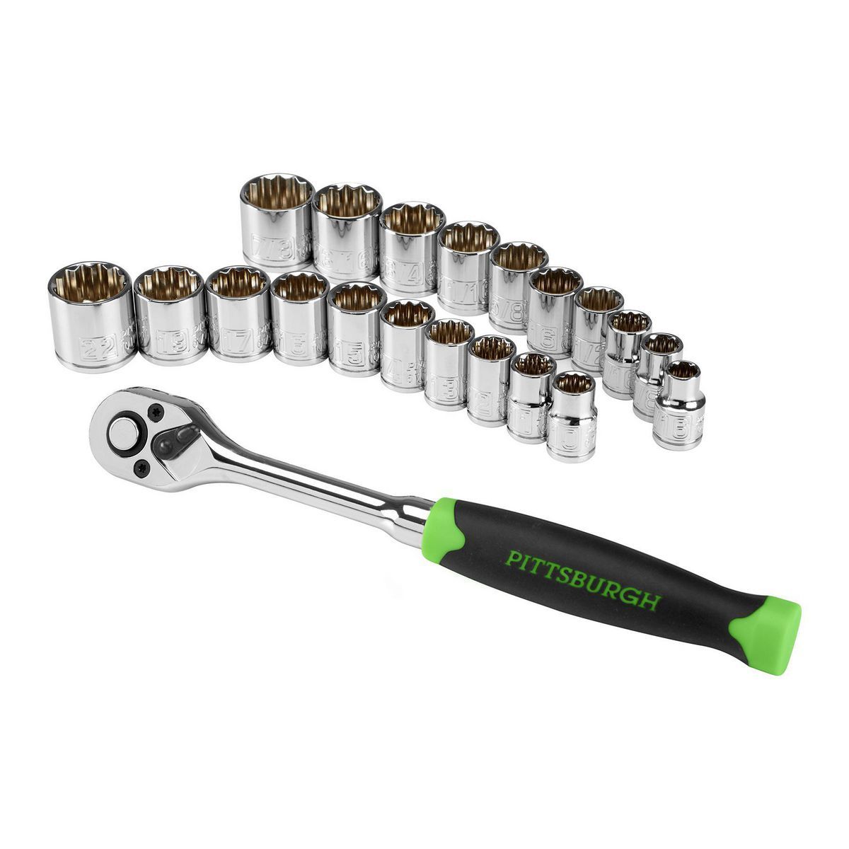 Pittsburgh 61954 3/8 in. Drive SAE and Metric High Visibility Socket S