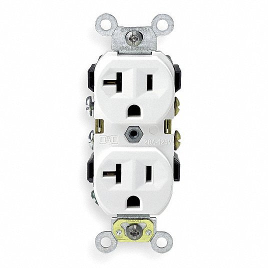 Leviton CR20-W Receptacle, White, 20 A, 2P3W, Side, 1PK — KVM Tools Inc.