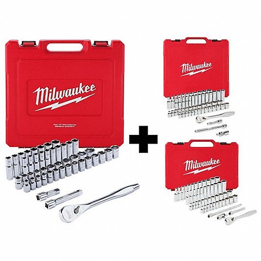 Milwaukee 48-22-9010 Rachet 47pc 1/2", 3/8" 56pc, 1/4" 50pc — KVM Tools ...