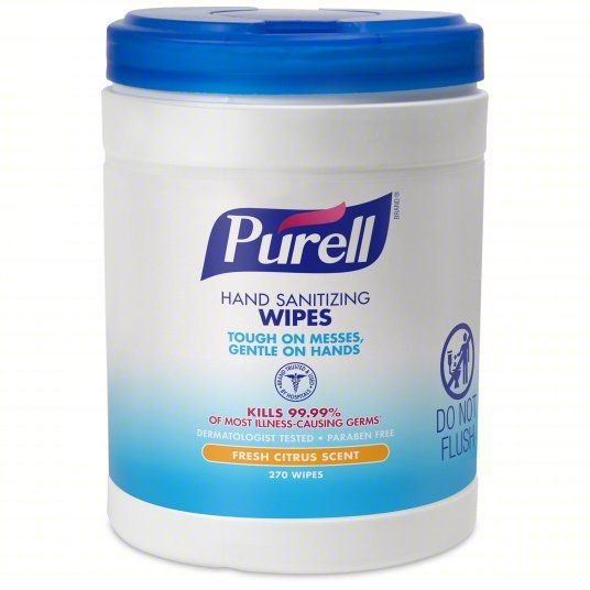 Purrell 9113-06 Hand Sanitizer Wipes Canister, 270 Wipes per Container